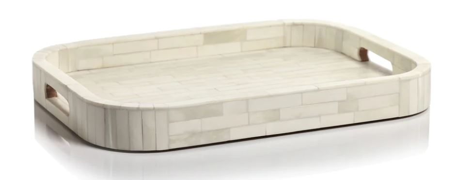 Maha White Bone Tray with Rounded Corners – LouLous Decor